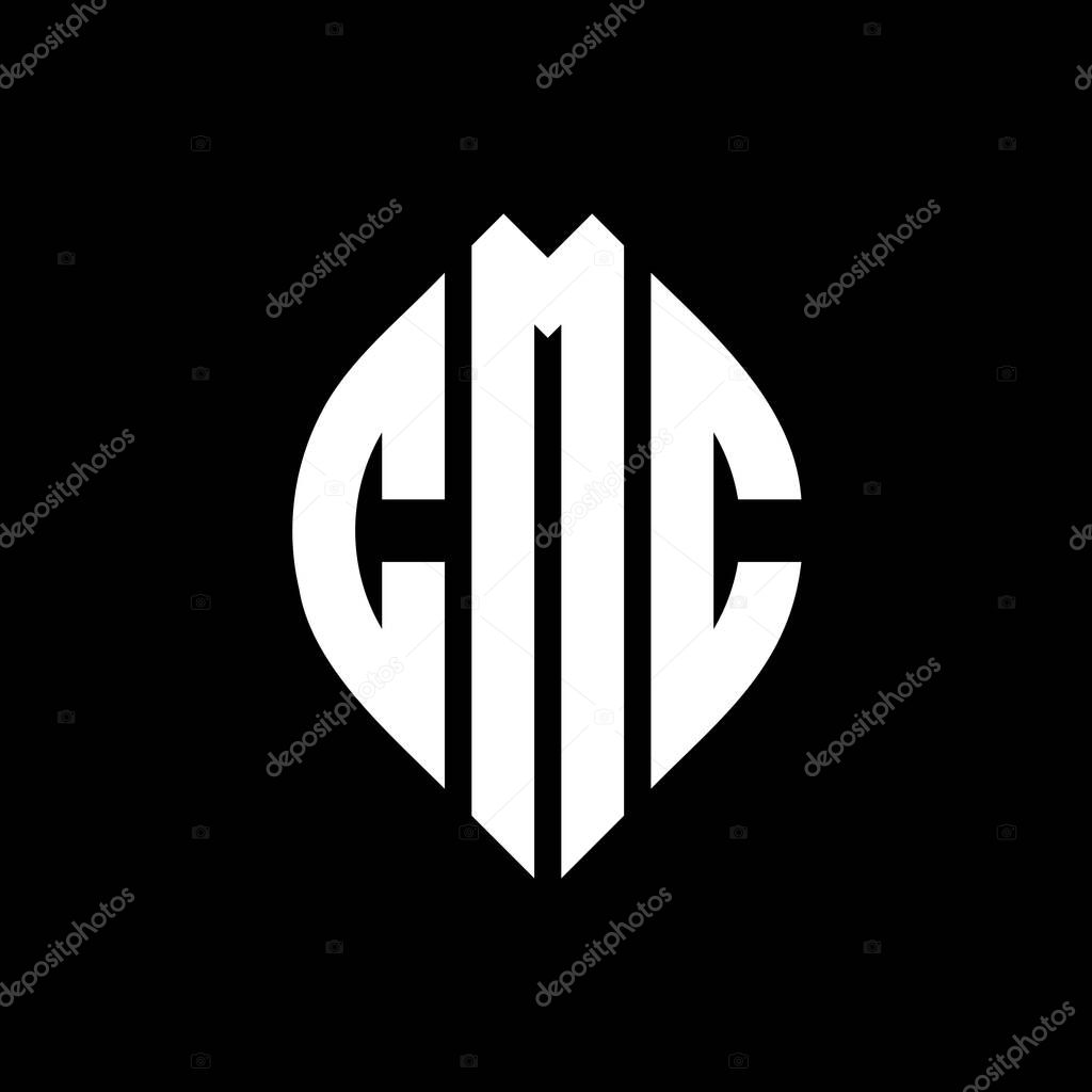 CMC círculo letra logo diseño con forma de círculo y elipse. CMC elipse ...