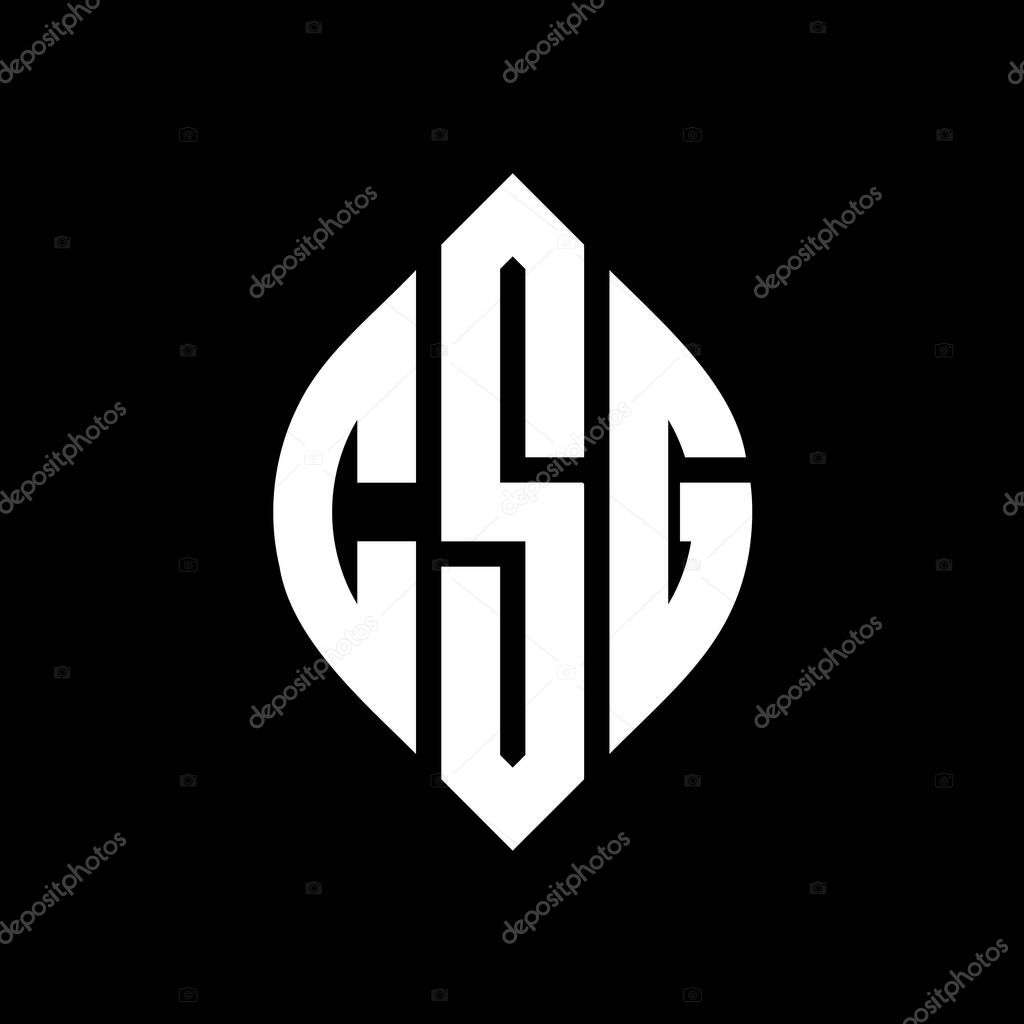CSG círculo letra logo diseño con forma de círculo y elipse. Letras ...