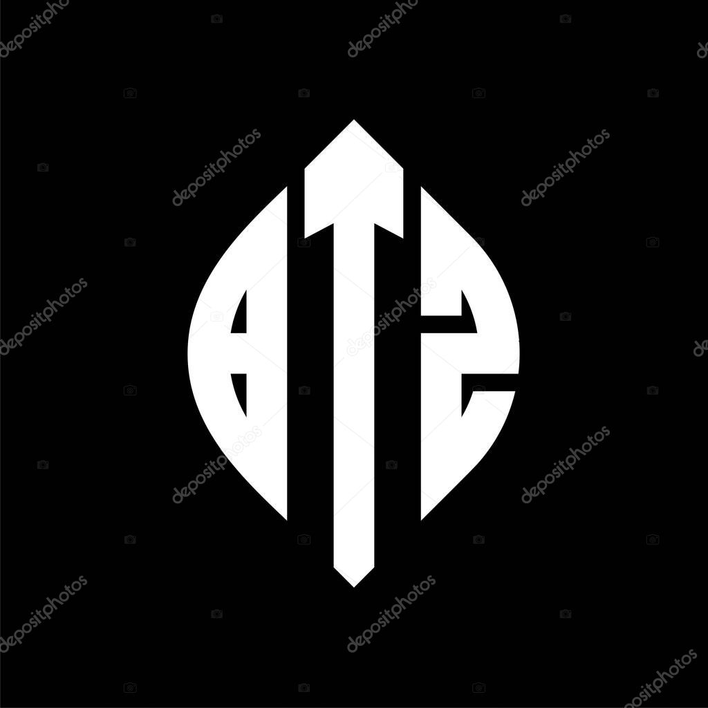 Diseño del logotipo de letra de círculo BTZ con forma de círculo y elipse. Letras de elipse BTZ ...