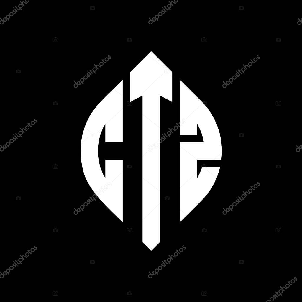 Diseño del logotipo de la letra CTZ círculo con forma de círculo y elipse. Letras de elipse CTZ ...