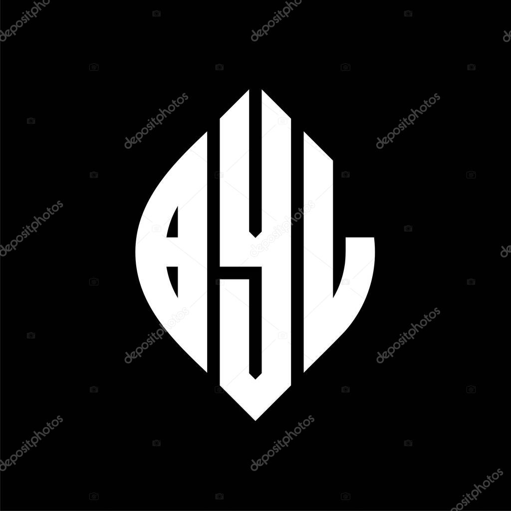 Diseño del logotipo de letra circular BYL con forma de círculo y elipse ...