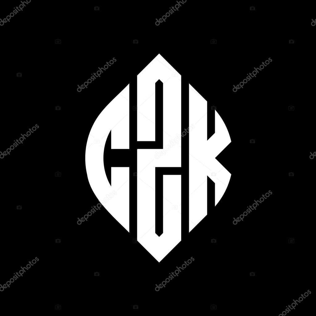 CZK círculo letra logo diseño con forma de círculo y elipse. Letras de ...
