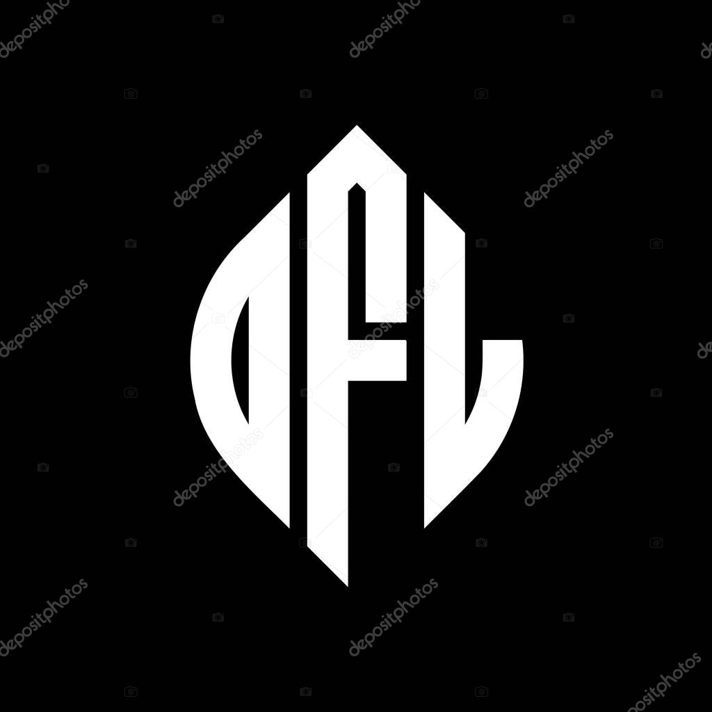 Diseño del logotipo de la letra del círculo DFL con forma de círculo y ...