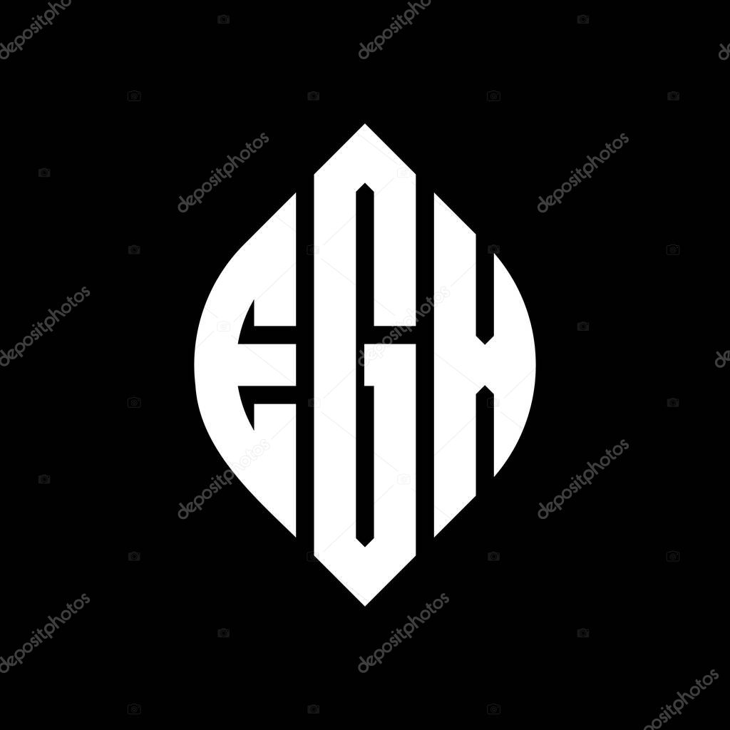 EGX círculo letra logotipo diseño con forma de círculo y elipse. EGX ...