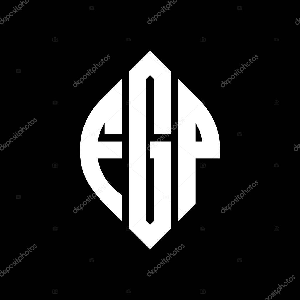 Diseño de logotipo de letra circular FGP con forma de círculo y elipse ...