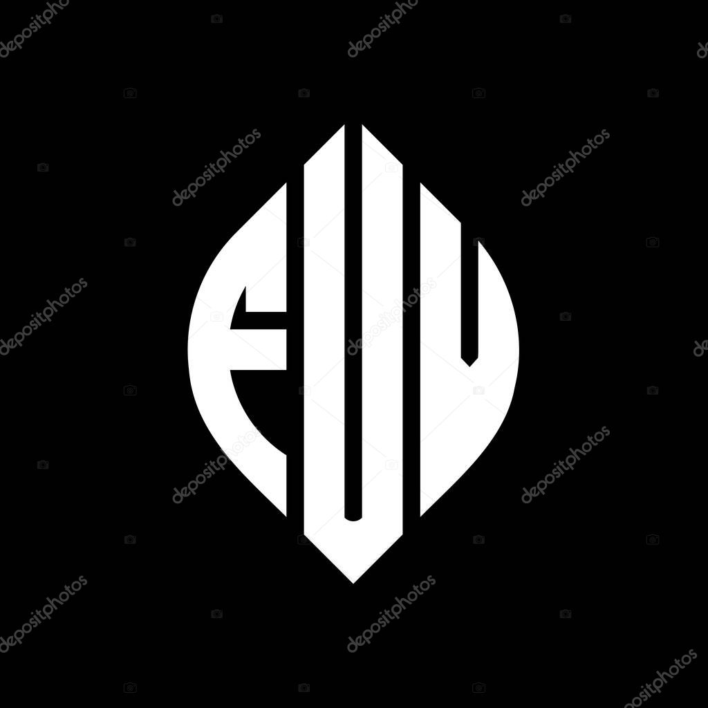 Diseño del logotipo de la letra del círculo FUV con forma de círculo y ...