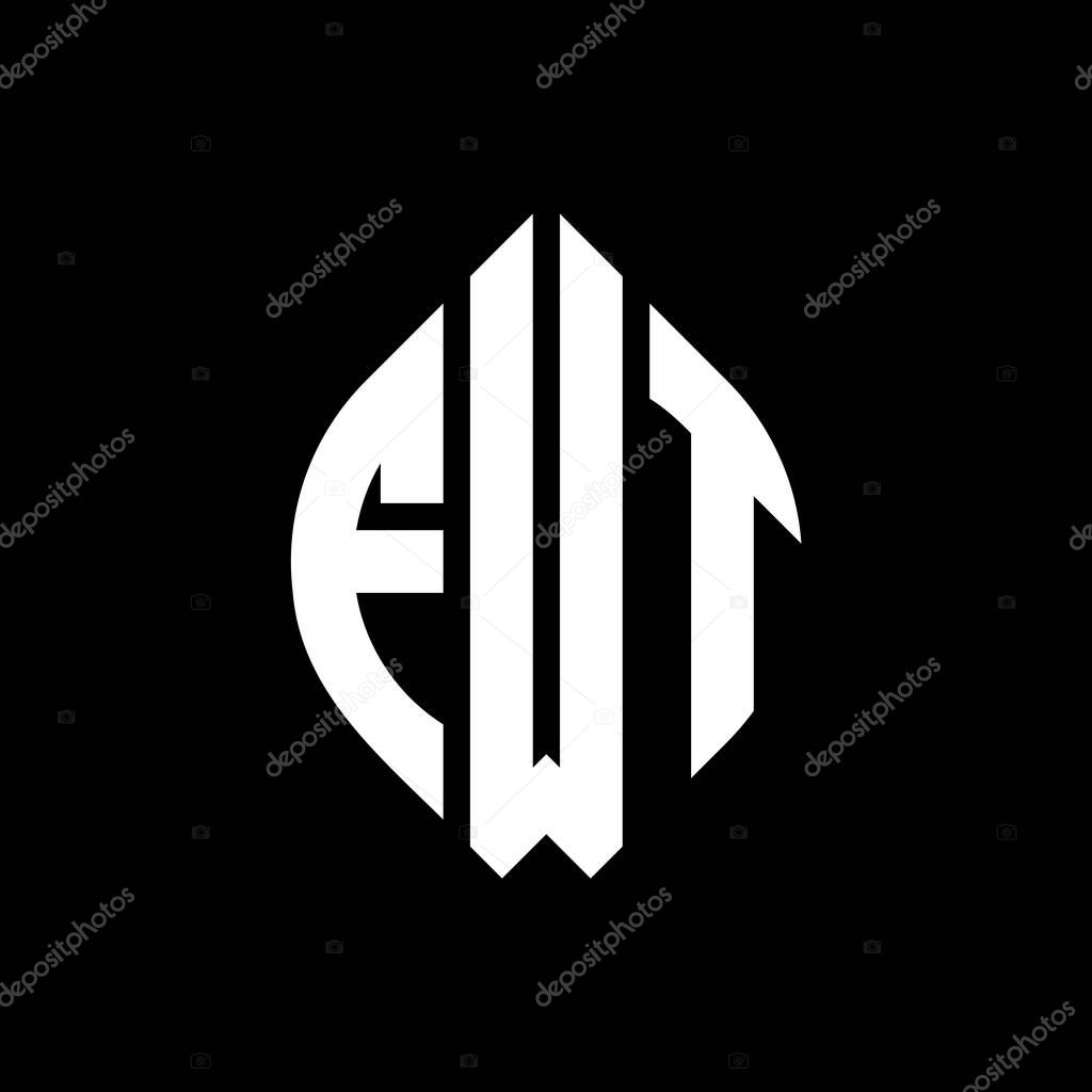 Diseño del logotipo de la letra del círculo FWT con forma de círculo y ...