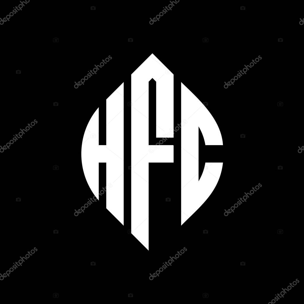 Diseño del logotipo de la letra del círculo HFC con forma de círculo y elipse. Letras elipse HFC ...