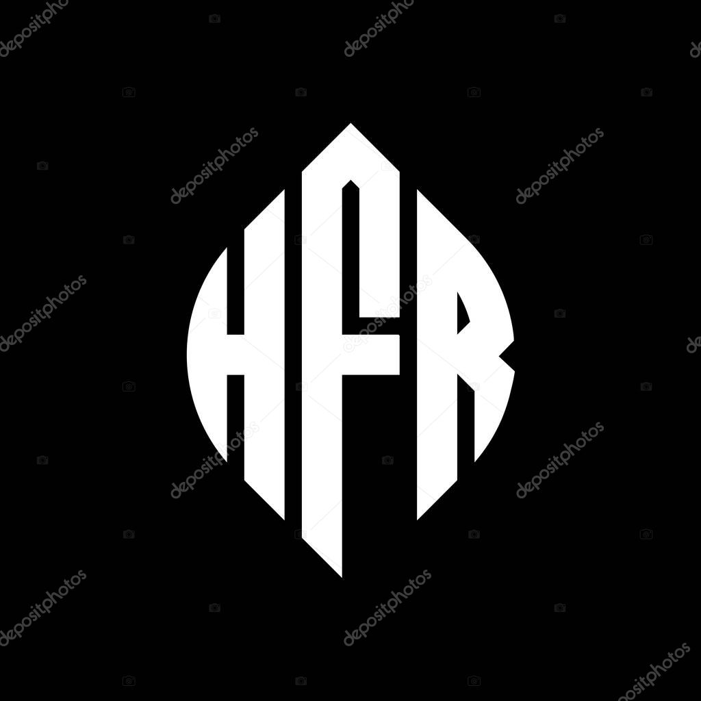 Diseño del logotipo de la letra círculo HFR con forma de círculo y elipse. Letras elipse HFR con ...
