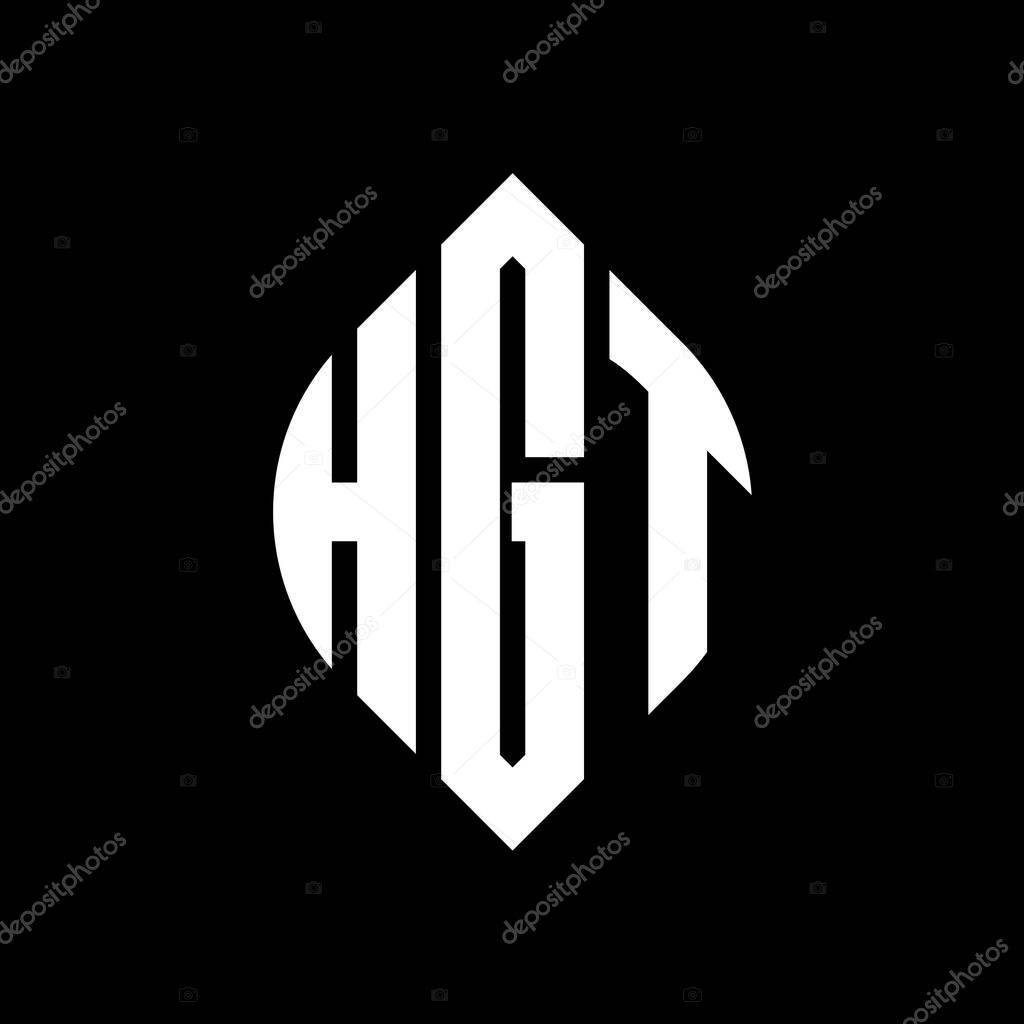 Diseño del logotipo de la letra del círculo HGT con forma de círculo y elipse. Letras elipse HGT ...