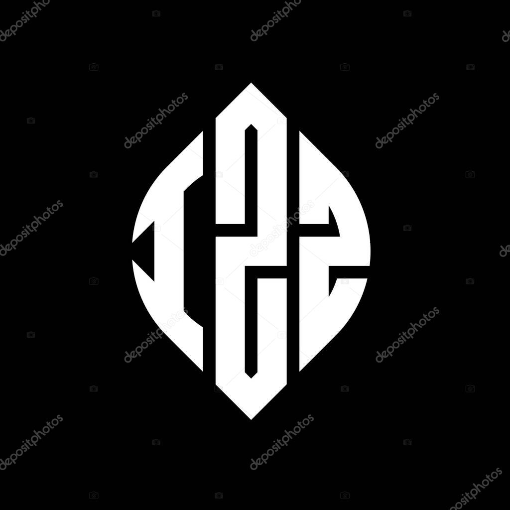 IZZ círculo letra logo diseño con forma de círculo y elipse. IZZ elipse ...