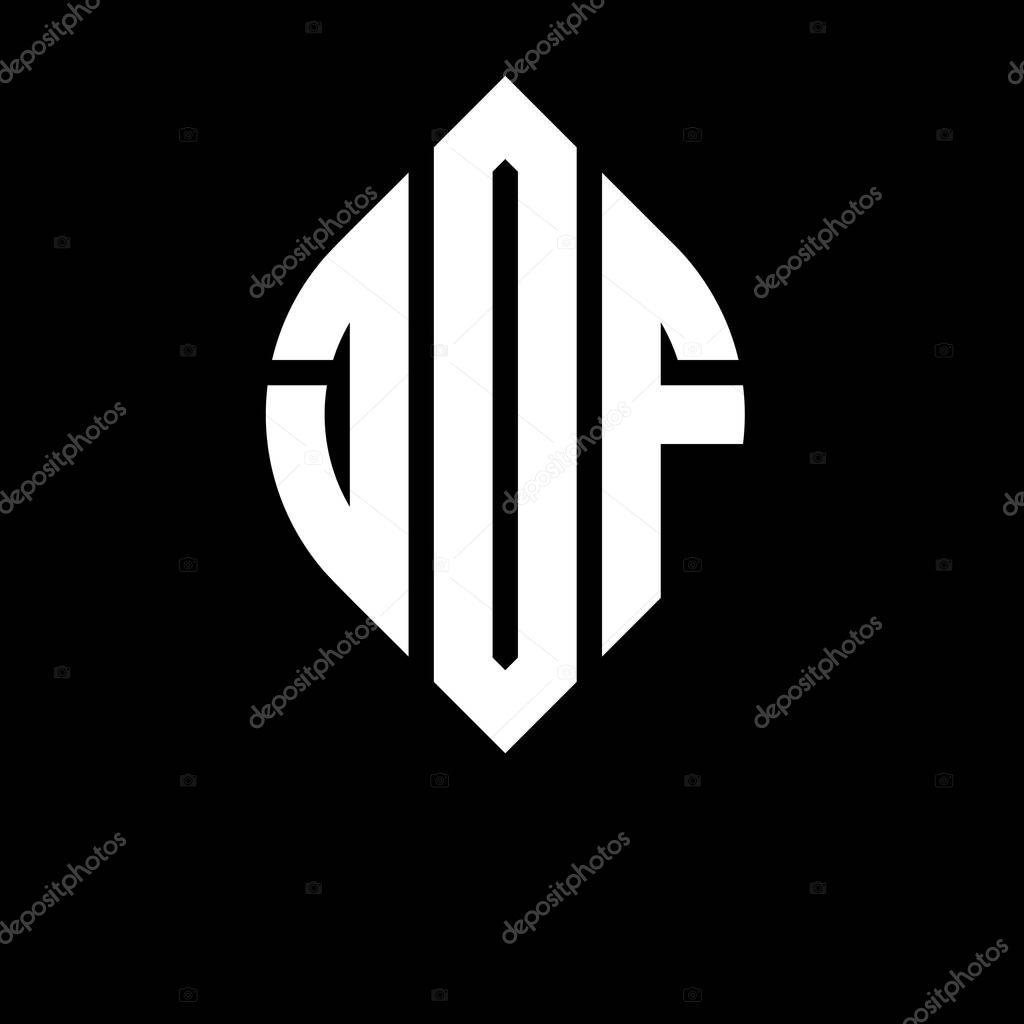 Diseño del logotipo de la letra del círculo JOF con forma de círculo y elipse. JOF elipse letras ...