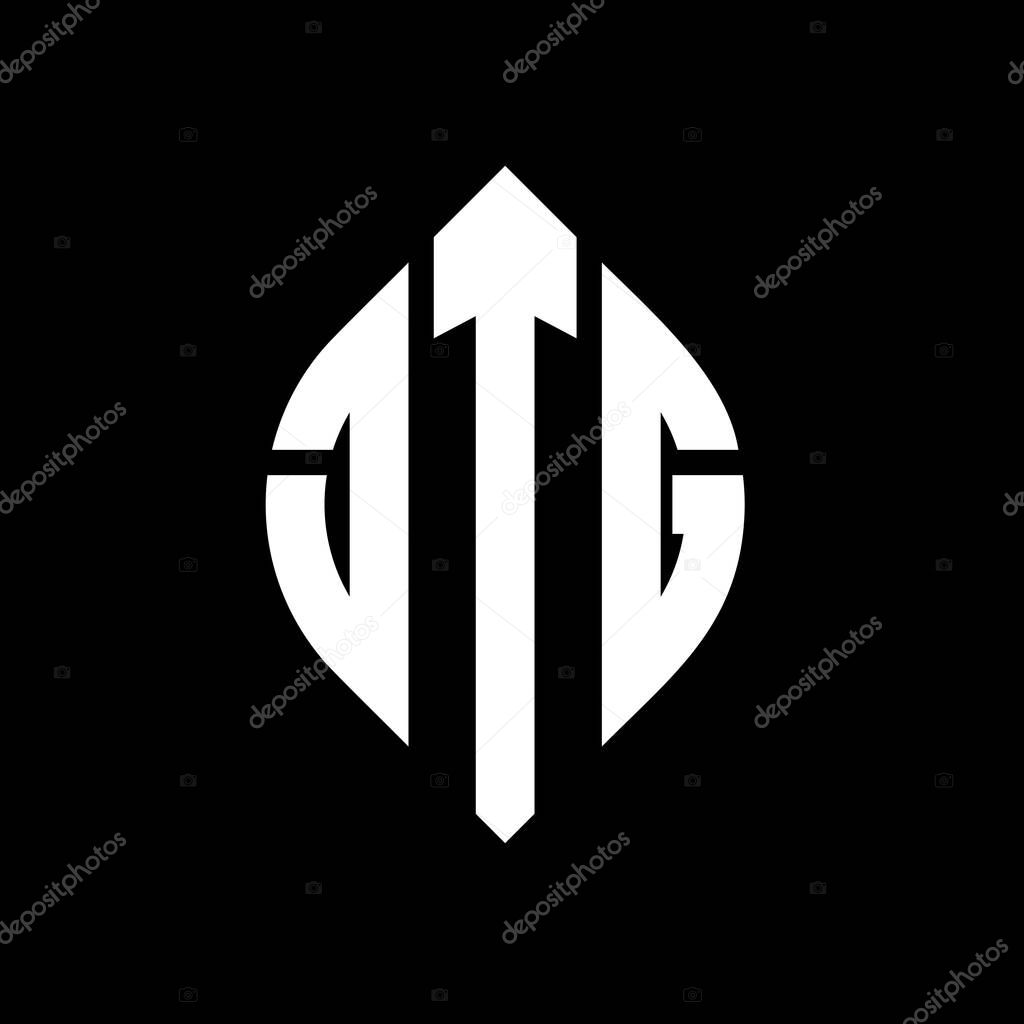 Diseño del logotipo de la letra del círculo JTG con forma de círculo y elipse. Letras elipse JTG ...