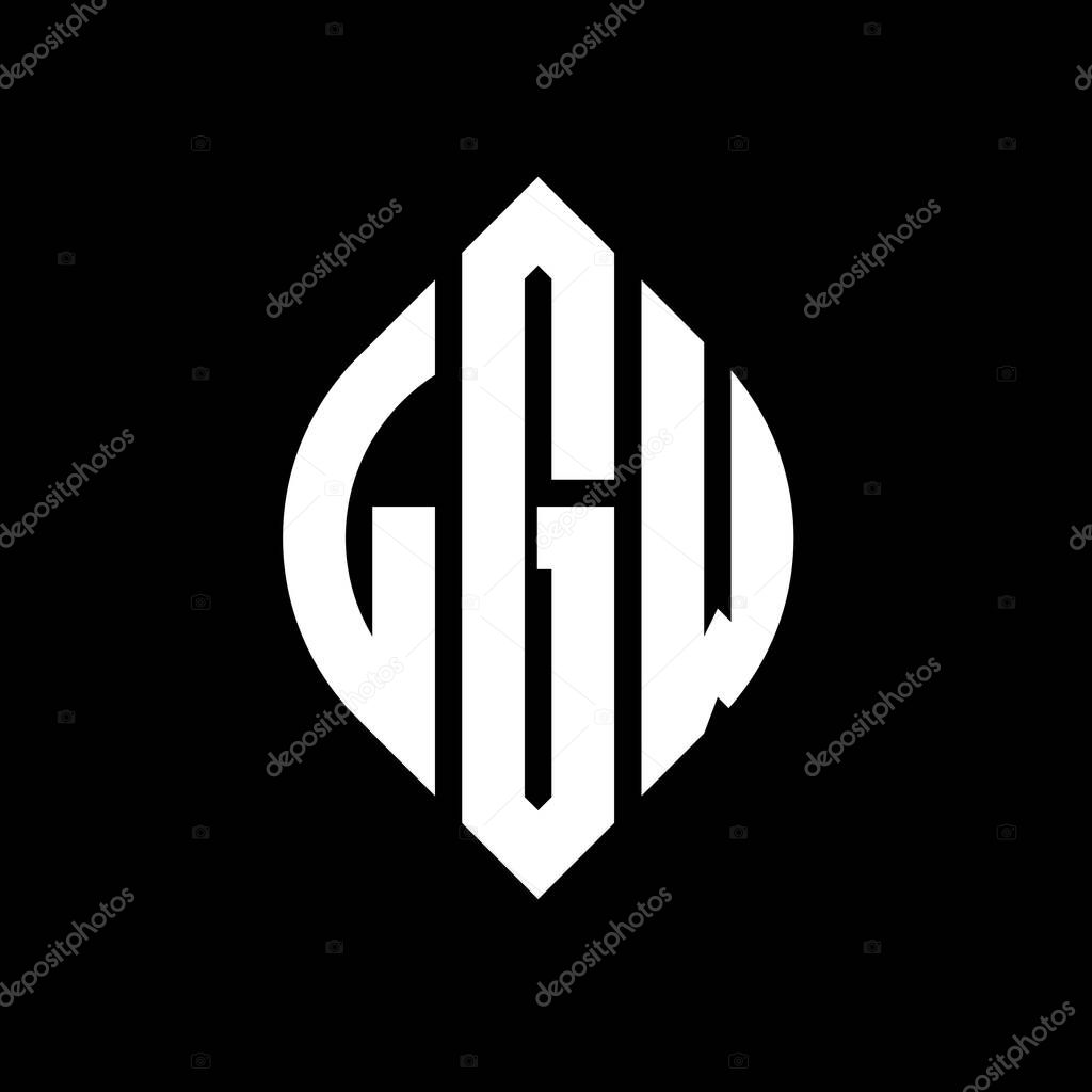 Diseño del logotipo de la letra del círculo LGW con forma de círculo y elipse. Letras elipse LGW ...