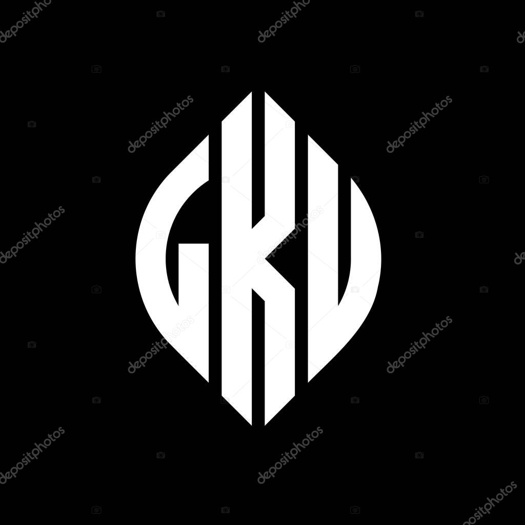 Diseño del logotipo de la letra del círculo LKU con forma de círculo y ...