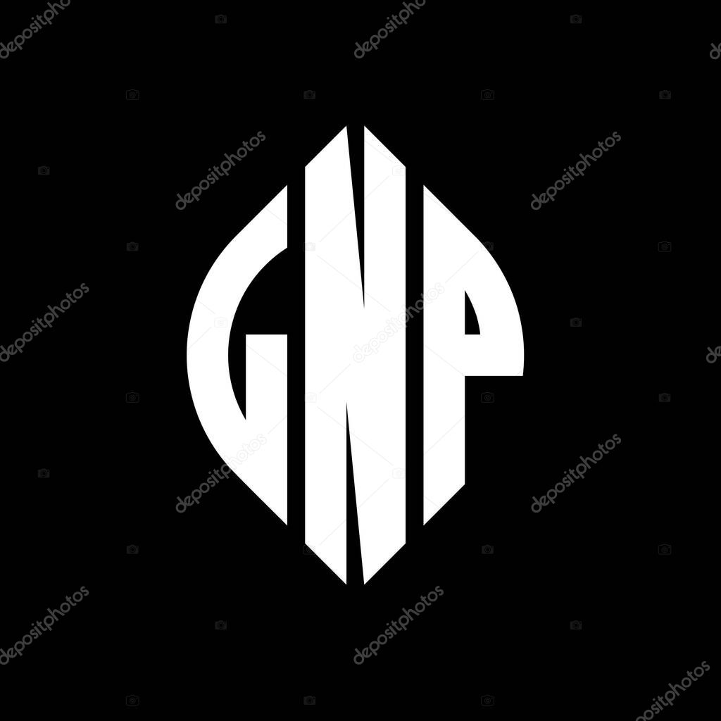 Diseño del logotipo de la letra del círculo LNP con forma de círculo y ...