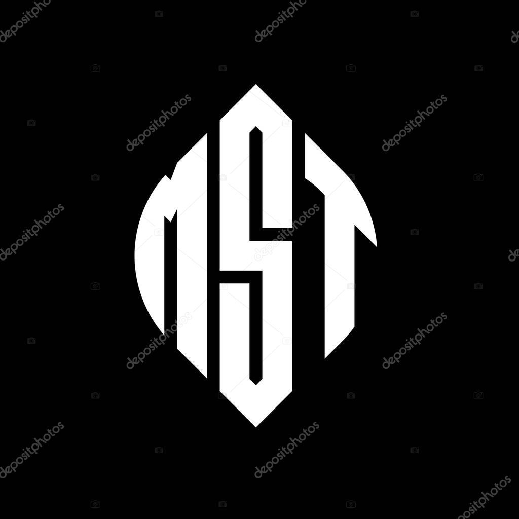 Diseño del logotipo de la letra del círculo MST con forma de círculo y ...