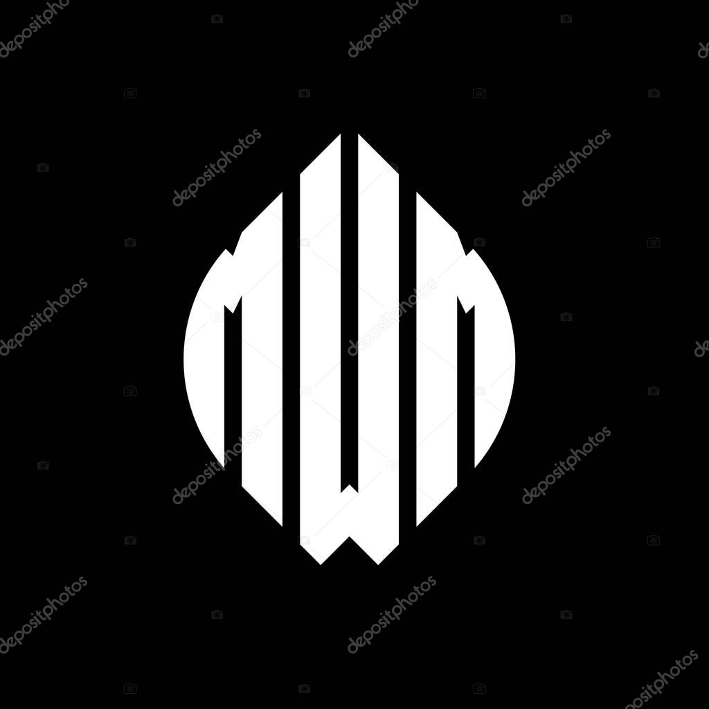 Diseño del logotipo de la letra del círculo MWM con forma de círculo y elipse. Letras elipse MWM ...