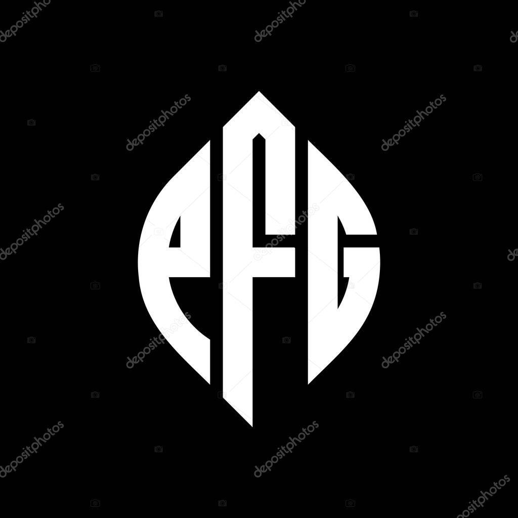 Diseño del logotipo de la letra del círculo PFG con forma de círculo y ...