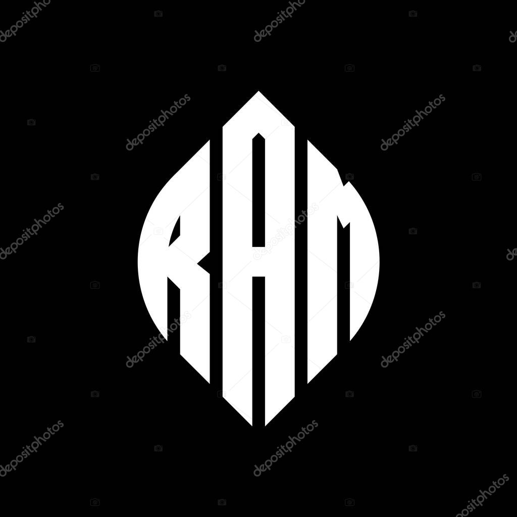 Diseño del logotipo de la letra del círculo RAM con forma de círculo y ...