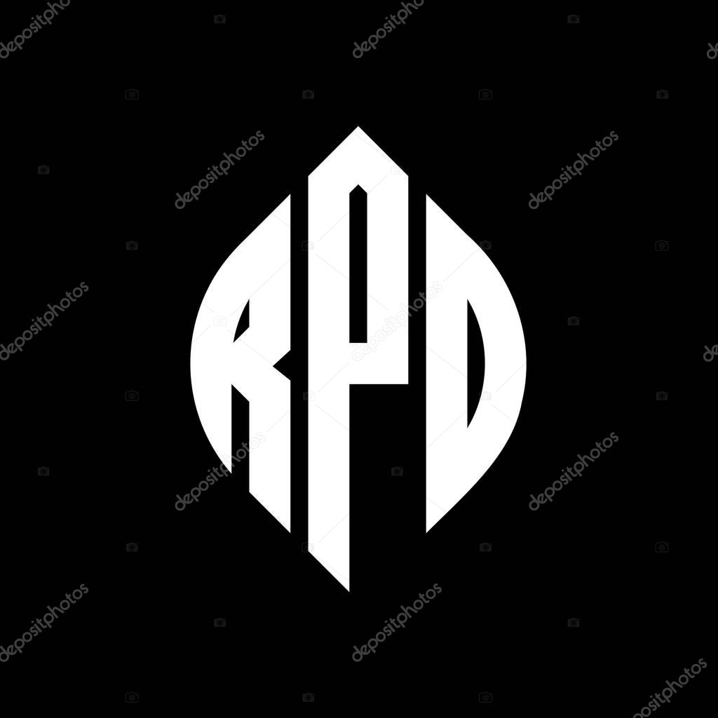 Diseño del logotipo de la letra del círculo RPO con forma de círculo y elipse. RPO elipse letras ...