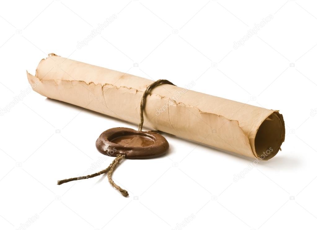 Old paper with a wax seal on a white background Stock Photo by ©ulkan ...