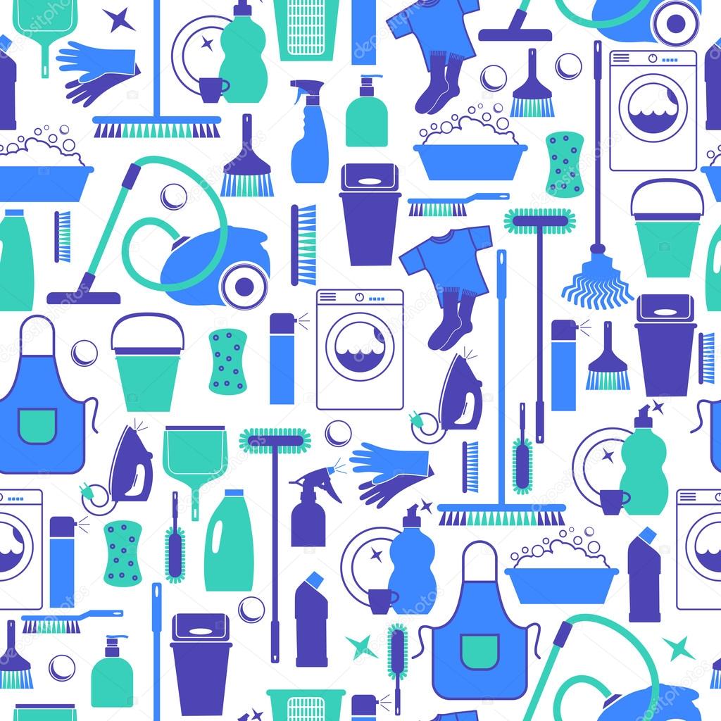 Cleaning seamless pattern. — Stock Vector © olgamilagros #36726223 Cleaning seamless pattern. — Stock Vector © olgamilagros #36726223