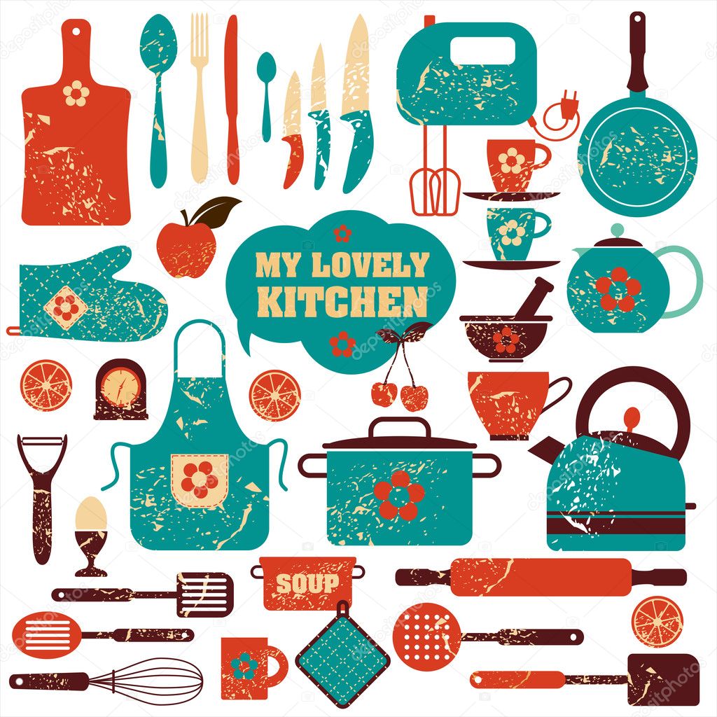 Set de iconos de cocina vector, gráfico vectorial © olgamilagros imagen ...
