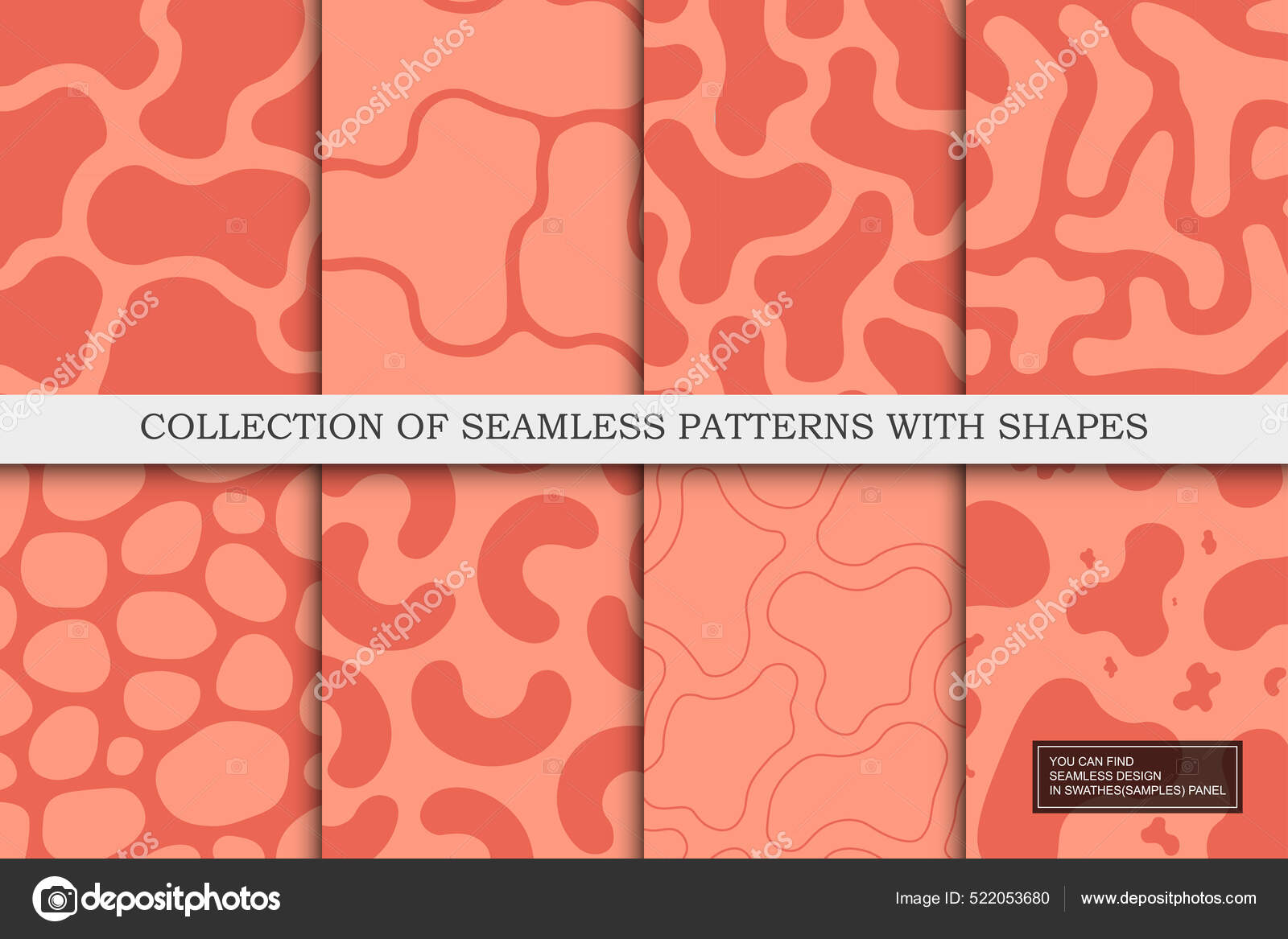 Collection of red seamless patterns with abstract shapes. Creative ...