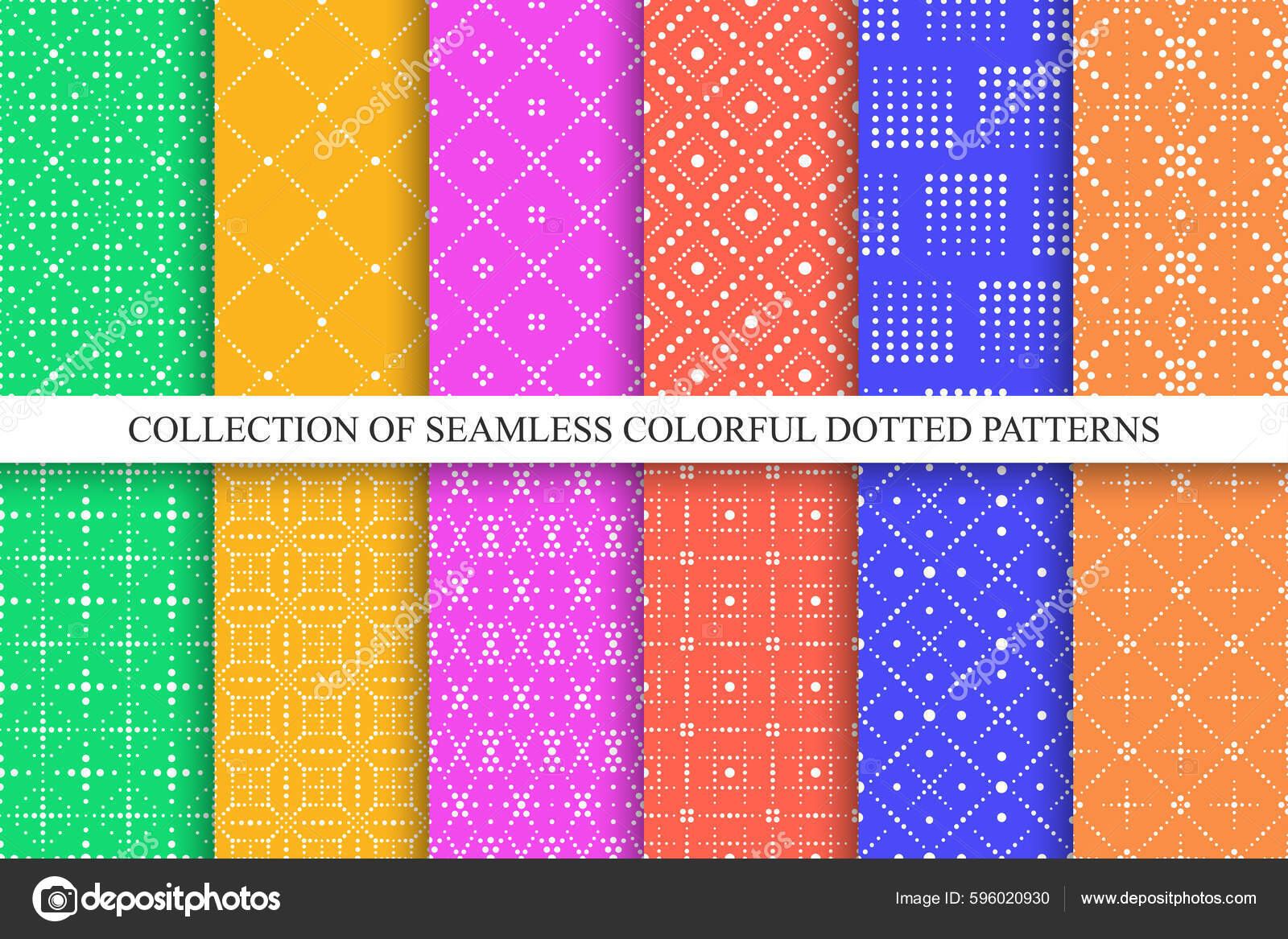Collection Vector Seamless Dotted Ornamental Patterns Geometric Design ...