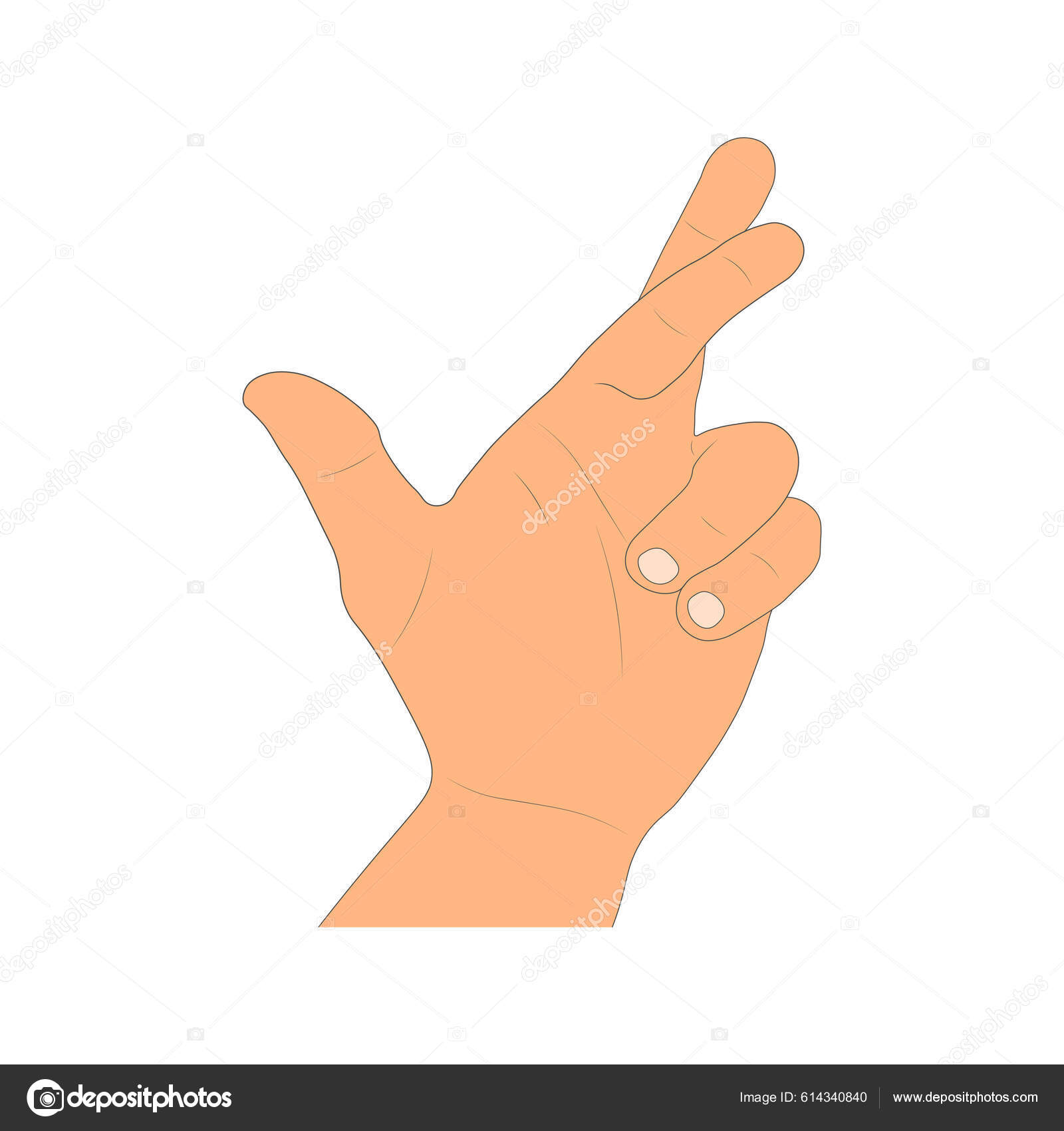 Drawing Cartoon Human Arm Isolated White Background Drawn Hand Gesture ...