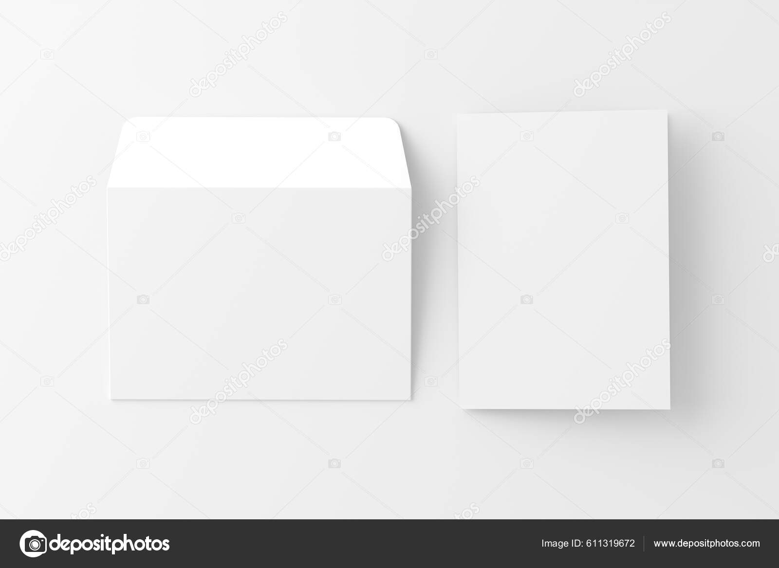 Vikt Inbjudningskort Med Kuvert Rendering White Blank Mockup För Design ...
