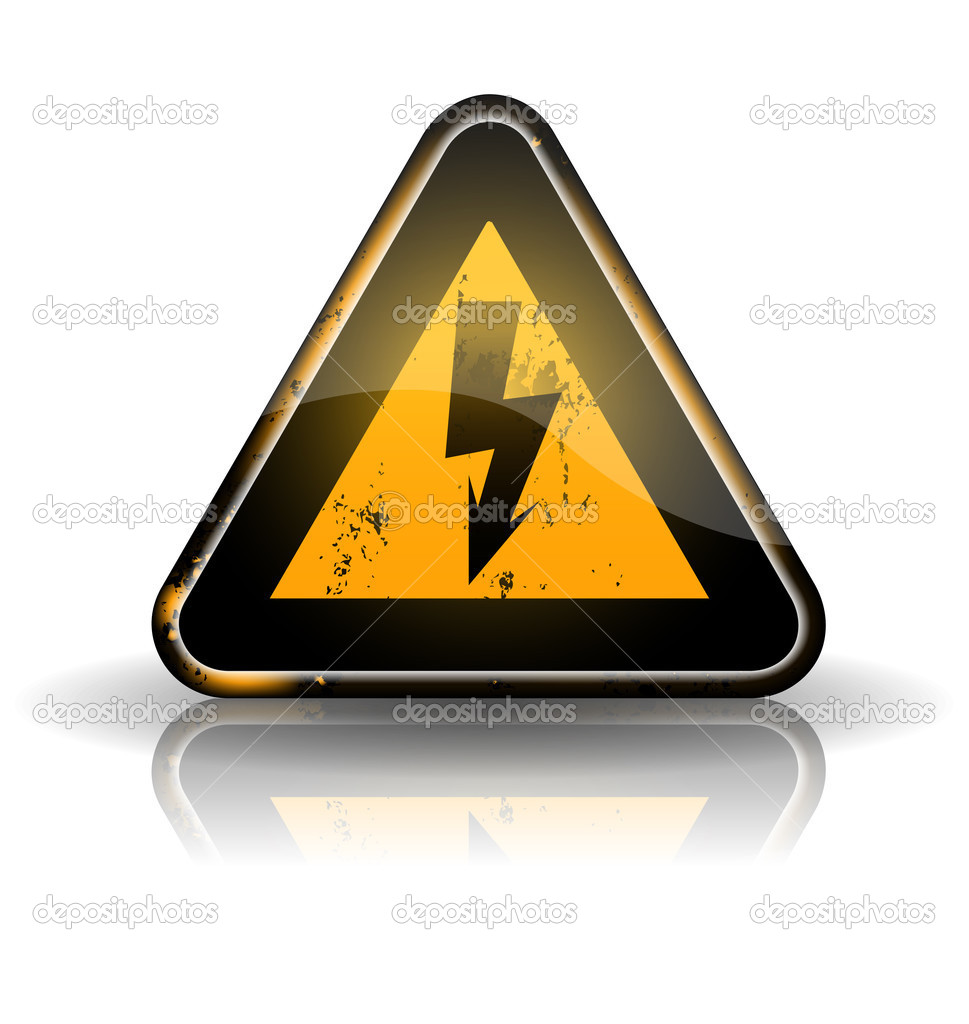 Old grunge orange triangle road sign with flash — Stock Vector ...