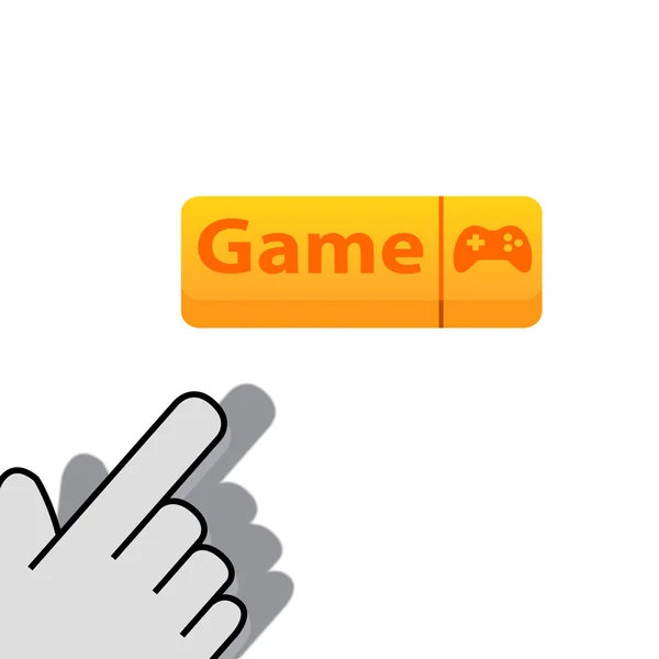 Hand cursor with animation of action over button with text click here ...