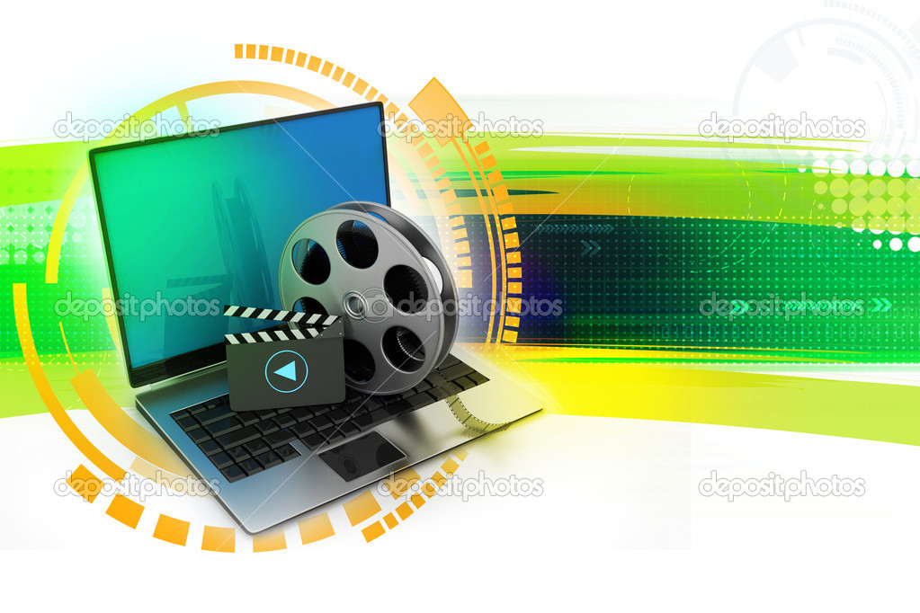 Laptop with reel — Stock Photo © cuteimage1 #49436037