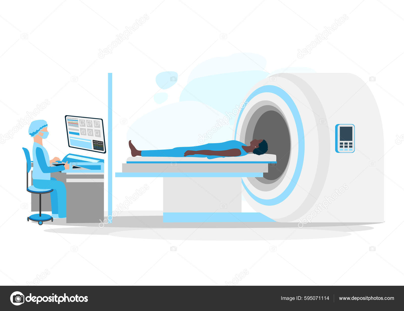 Vector Illustration Patient Undergoing Mri Diagnostics Medical Center ...