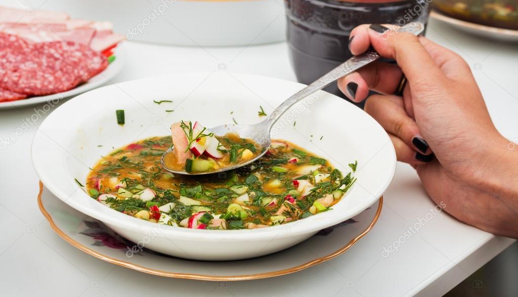 People eat soup Stock Photo by ©Elenamedvedeva 47813431