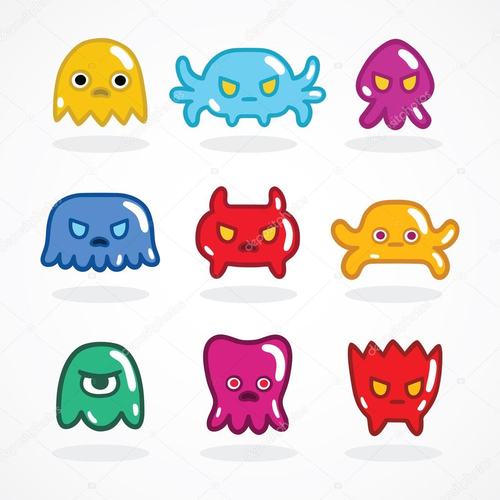 Retro video game monsters set Stock Vector Image by ©macrovector #36523029