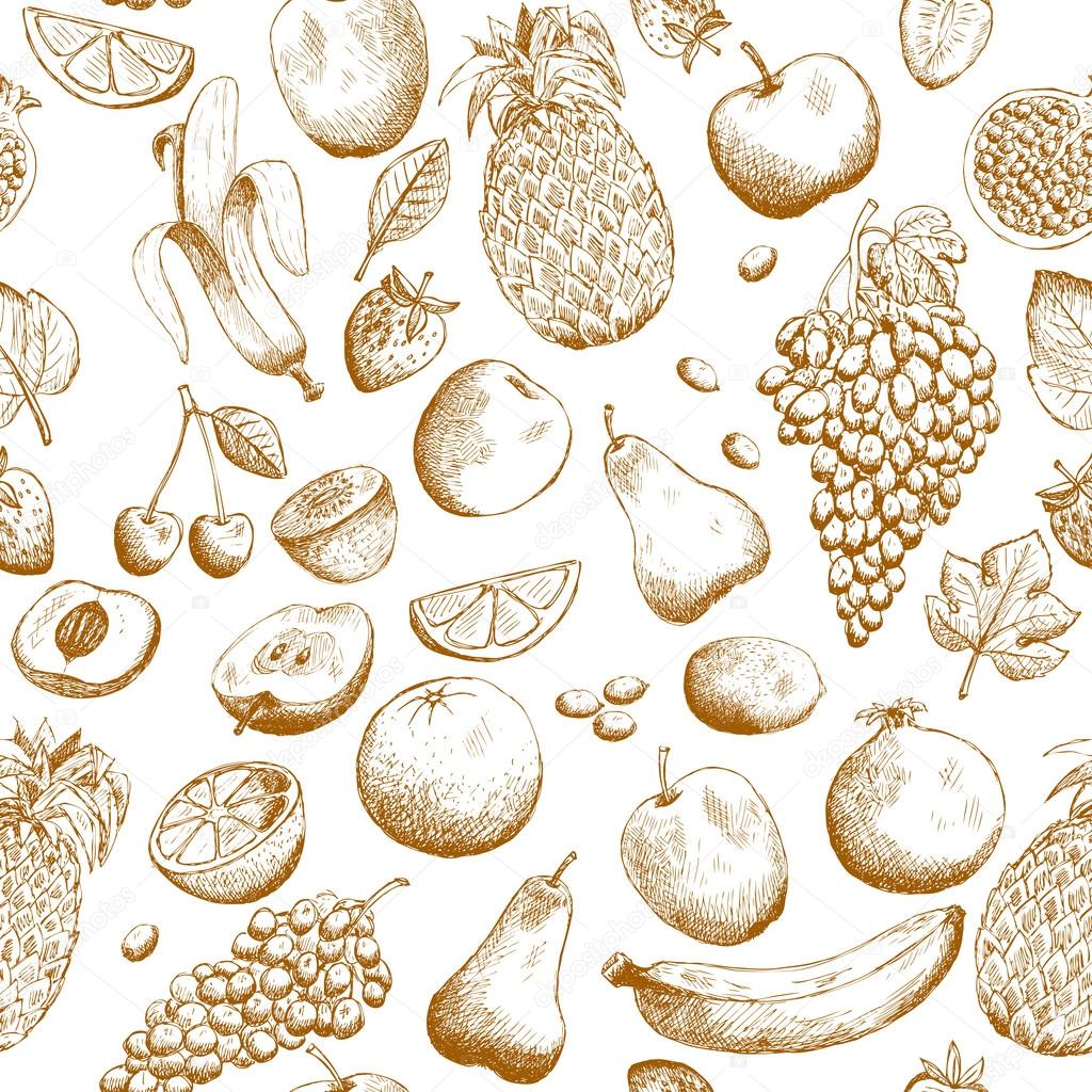 Hand Drawn Fruits Seamless Pattern — Stock Vector © Macrovector 38038435