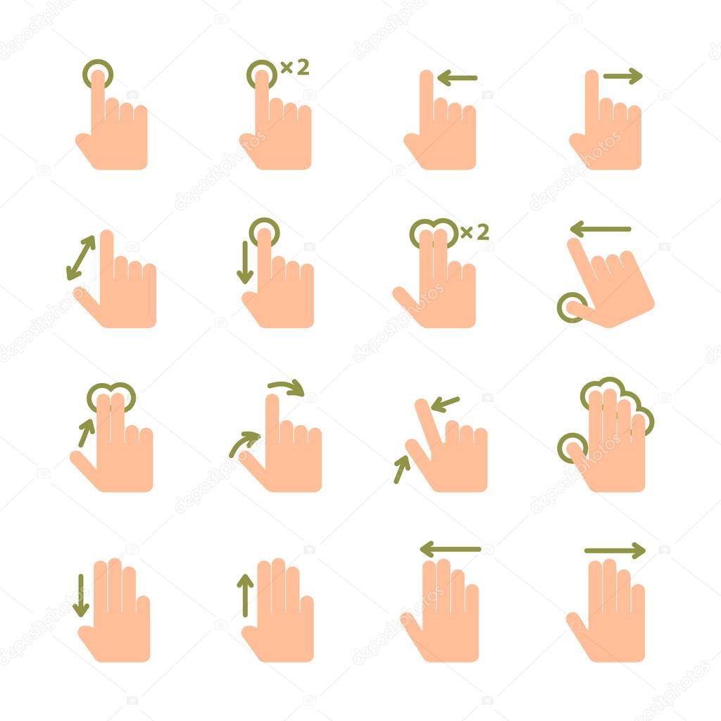 Hand touch gestures icons set — Stock Vector © macrovector #42741867 Hand touch gestures icons set — Stock Vector © macrovector #42741867