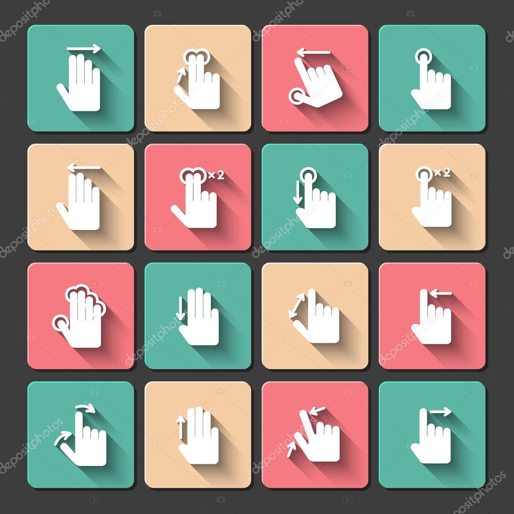 Hand touch gestures icons set Stock Vector Image by ©macrovector #42741983 Hand touch gestures icons set Stock Vector Image by ©macrovector #42741983