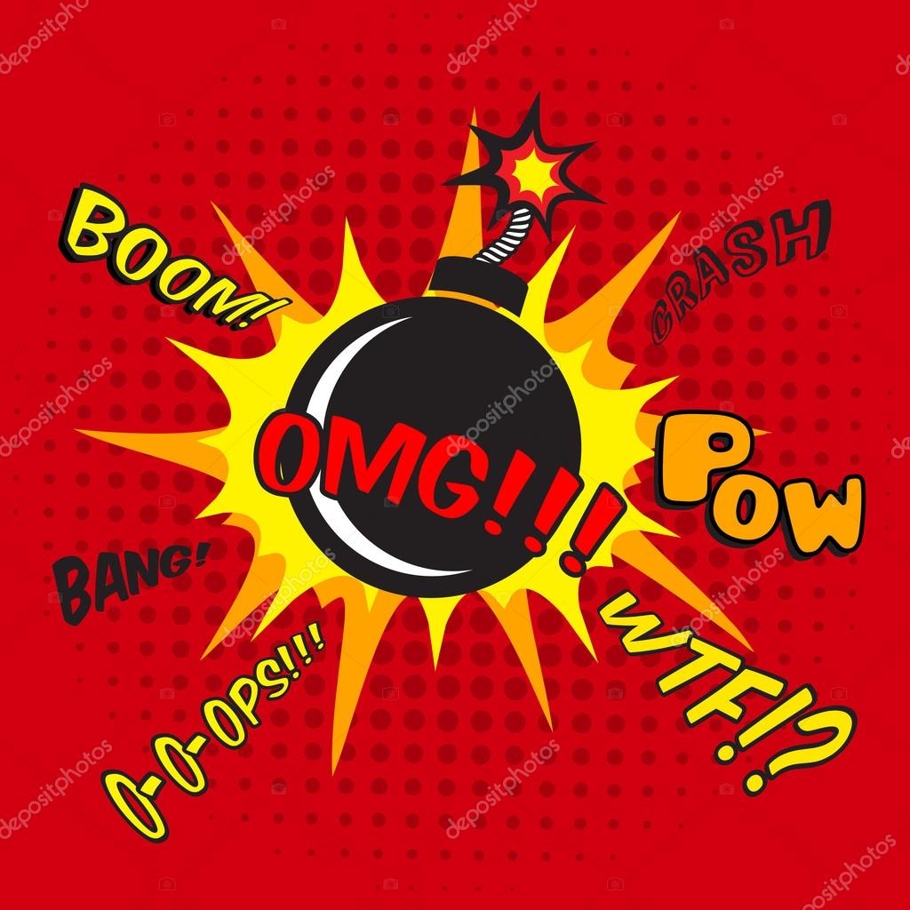 Comic bomb explosion poster — Stock Vector © macrovector #43643781