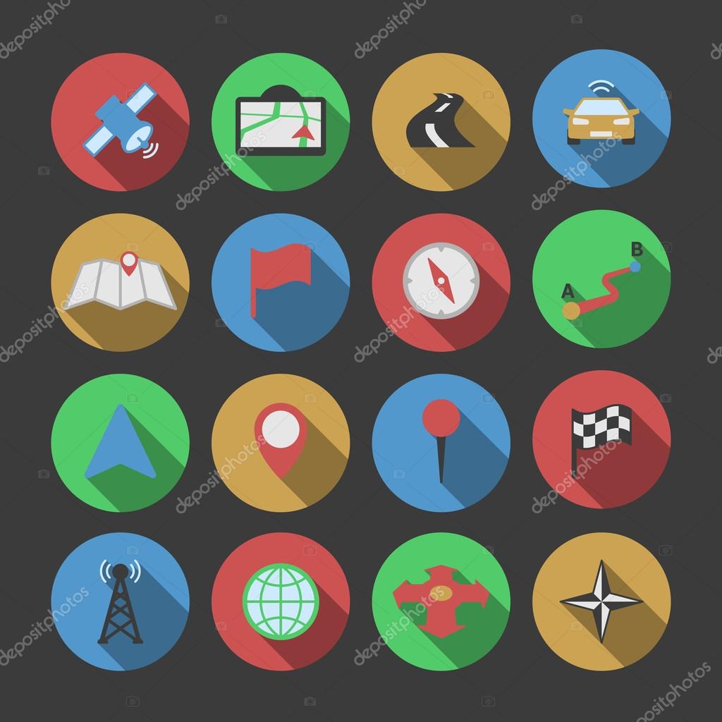Navigation Icon Set Stock Illustration by ©macrovector #43836991