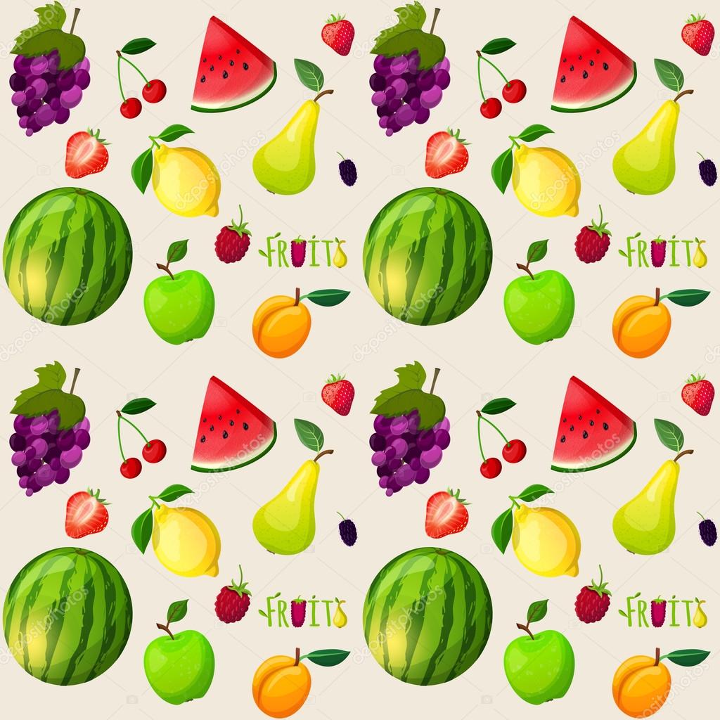 Fresh fruits seamless pattern Stock Vector Image by ©macrovector #45049255