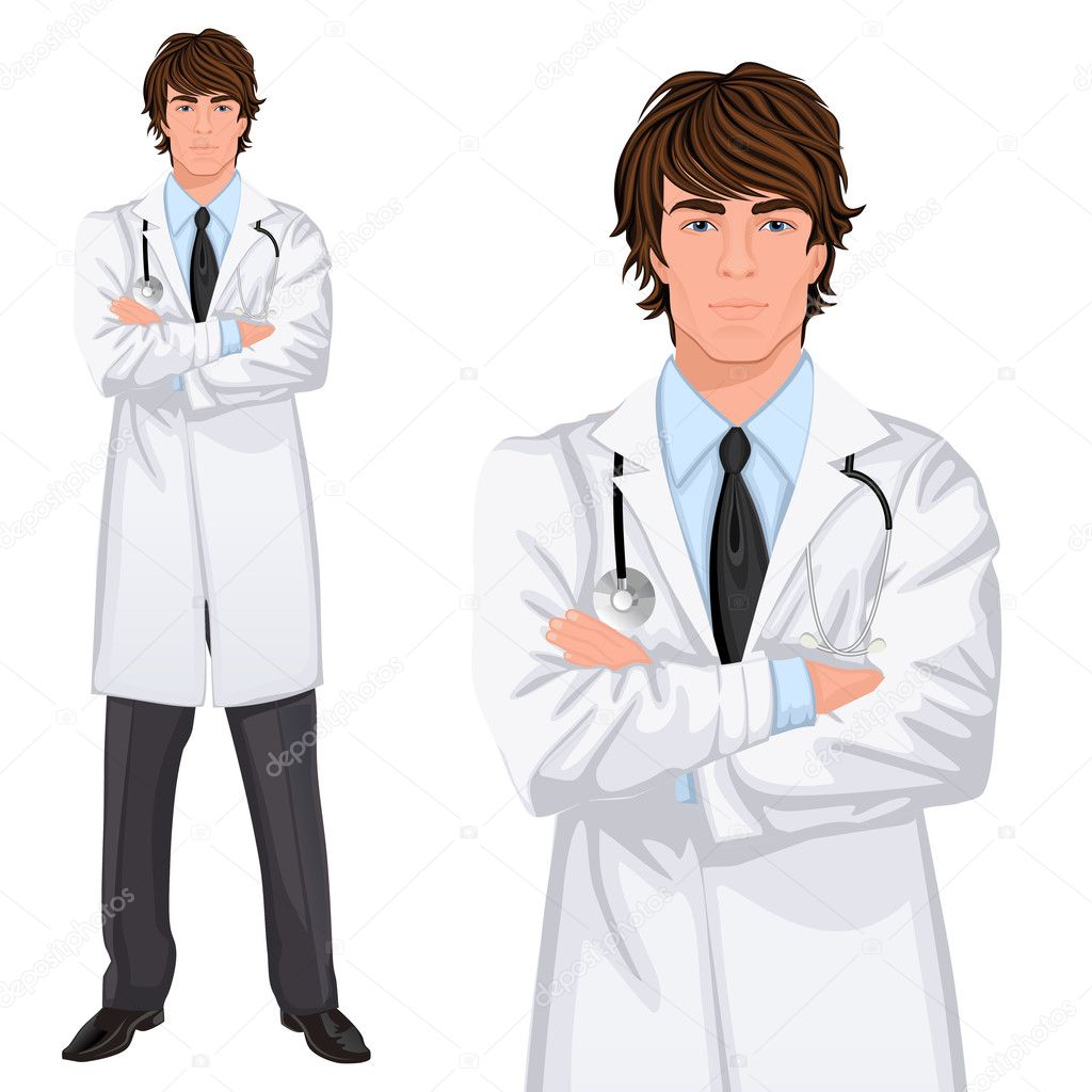 Young man doctor — Stock Vector © macrovector #45196359 Young man doctor — Stock Vector © macrovector #45196359