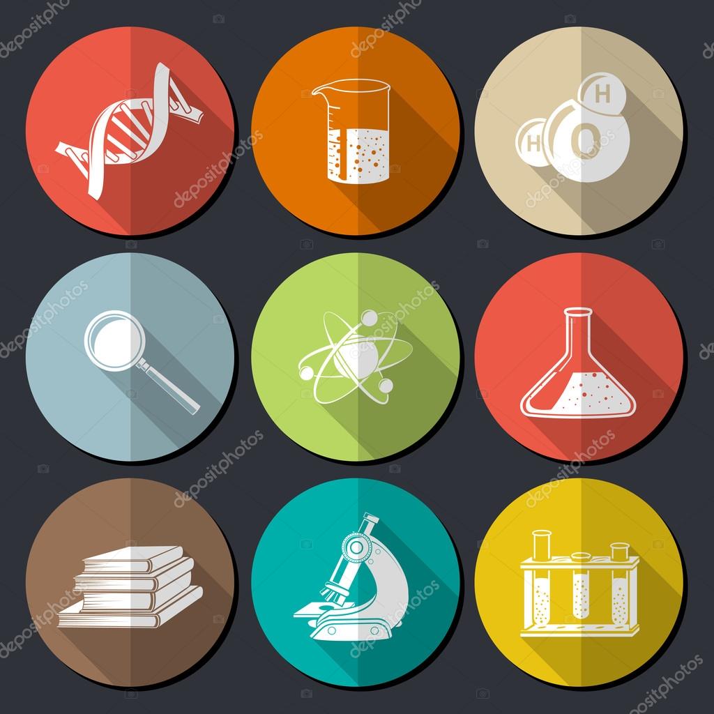 Science Symbols Flat — Stock Vector © macrovector #45603163
