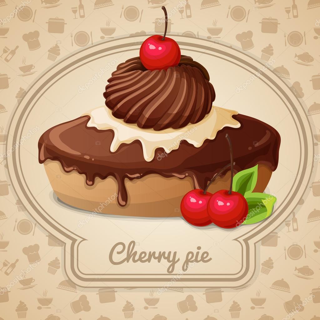 Cherry pie logo | Cherry pie emblem — Stock Vector © macrovector #46287407