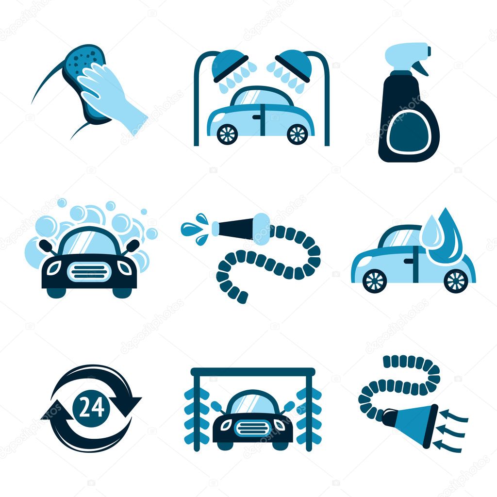 Car Wash Vector Icons