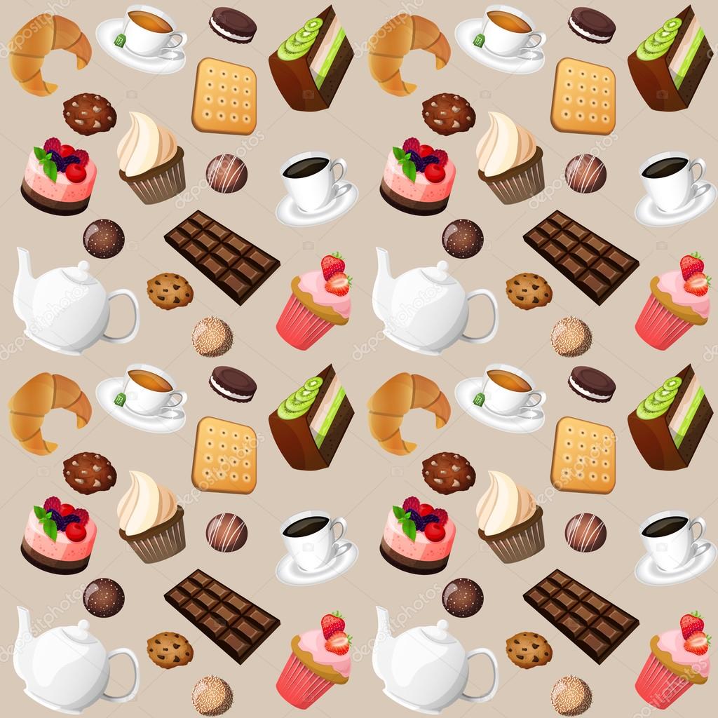 Coffee and sweets seamless background Stock Vector Image by ...