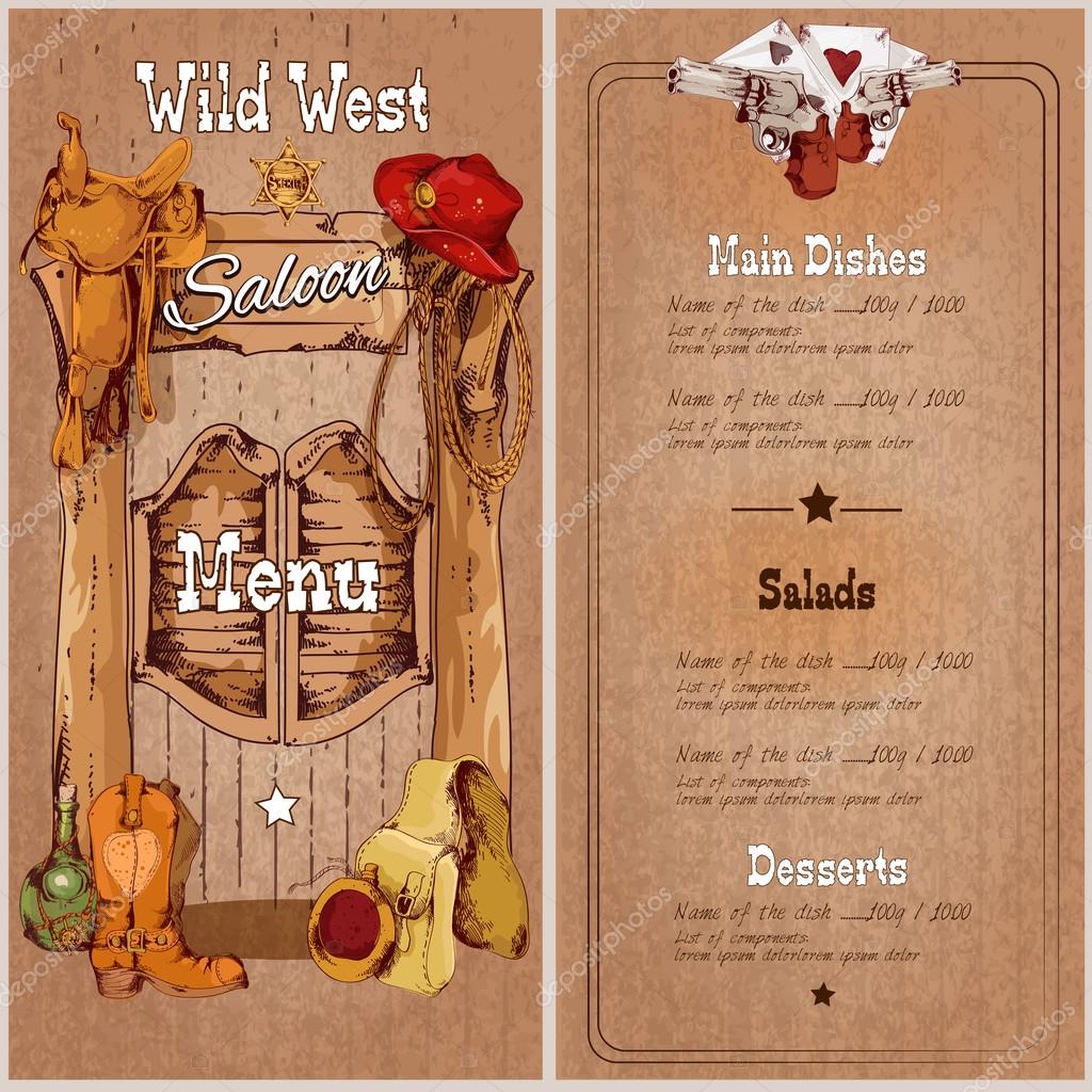 Wild west saloon menu Stock Illustration by ©macrovector #46666897
